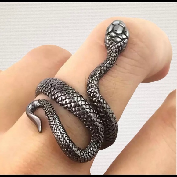 Jewelry | Snake Wrap Ring Silver And Black Resizable | Poshmark